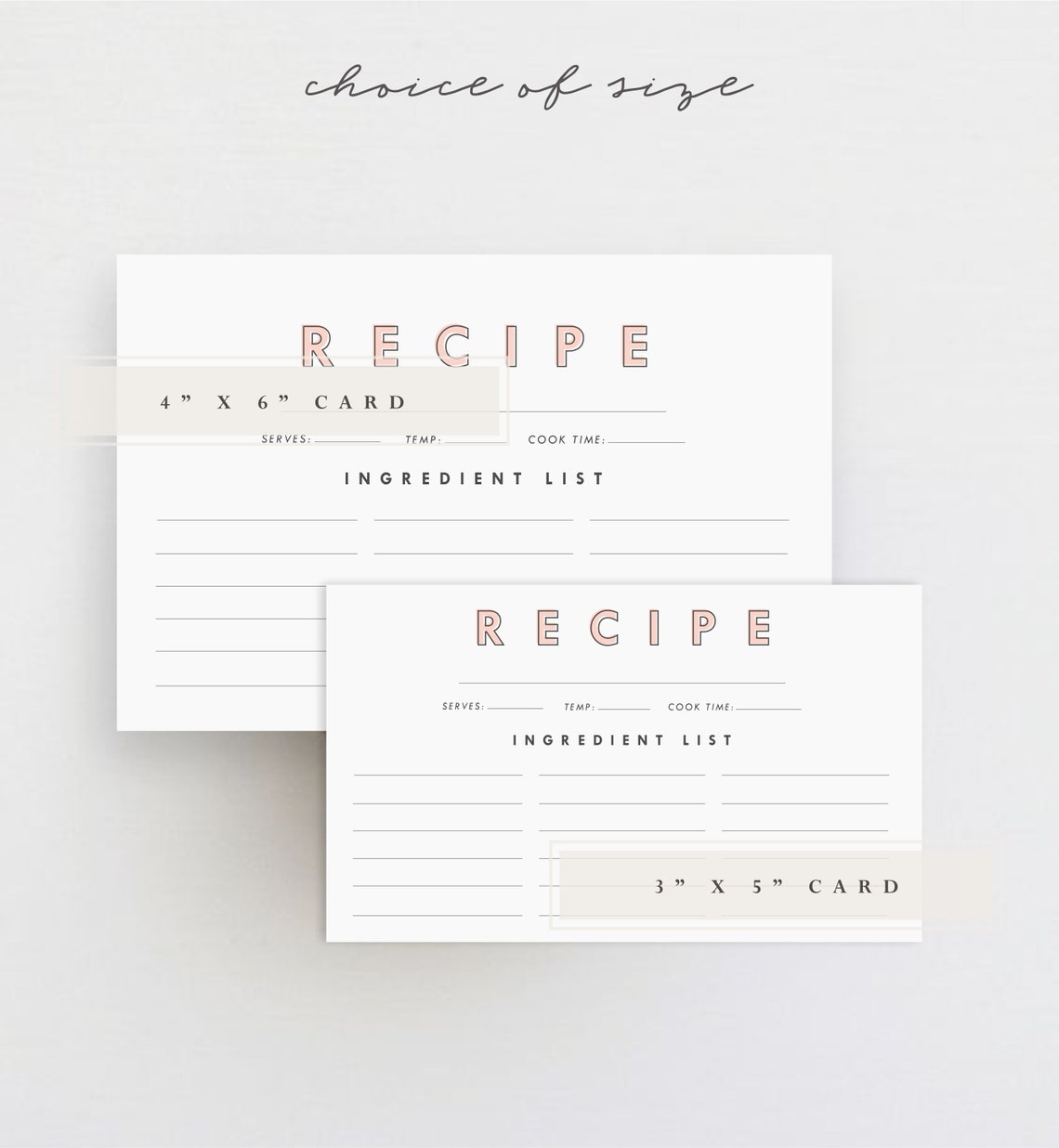 Modern recipe card custom recipe card minimalist card | Etsy