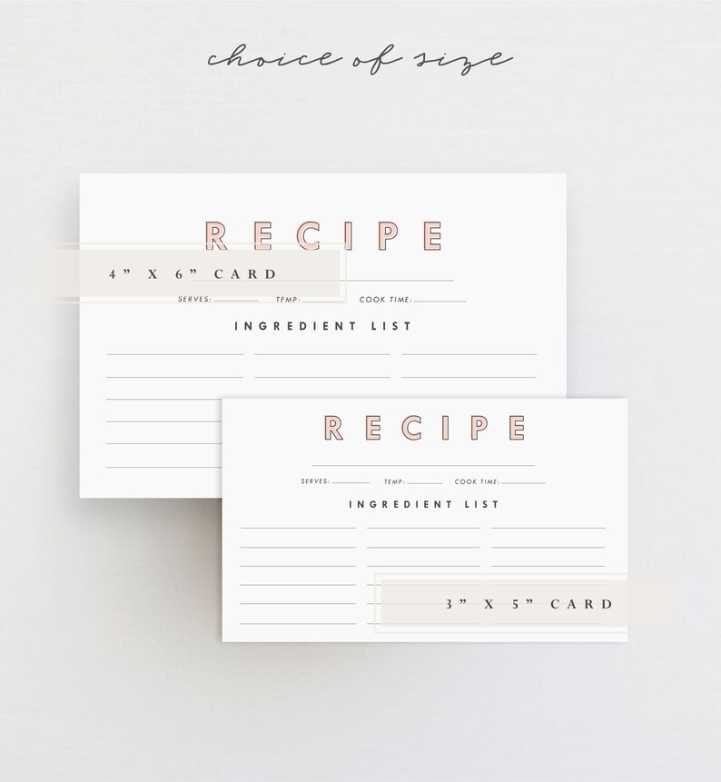 Modern recipe card custom recipe card minimalist card | Etsy