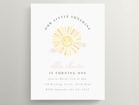 Sunshine Invitation Sunshine Birthday Invite You Are My | Etsy