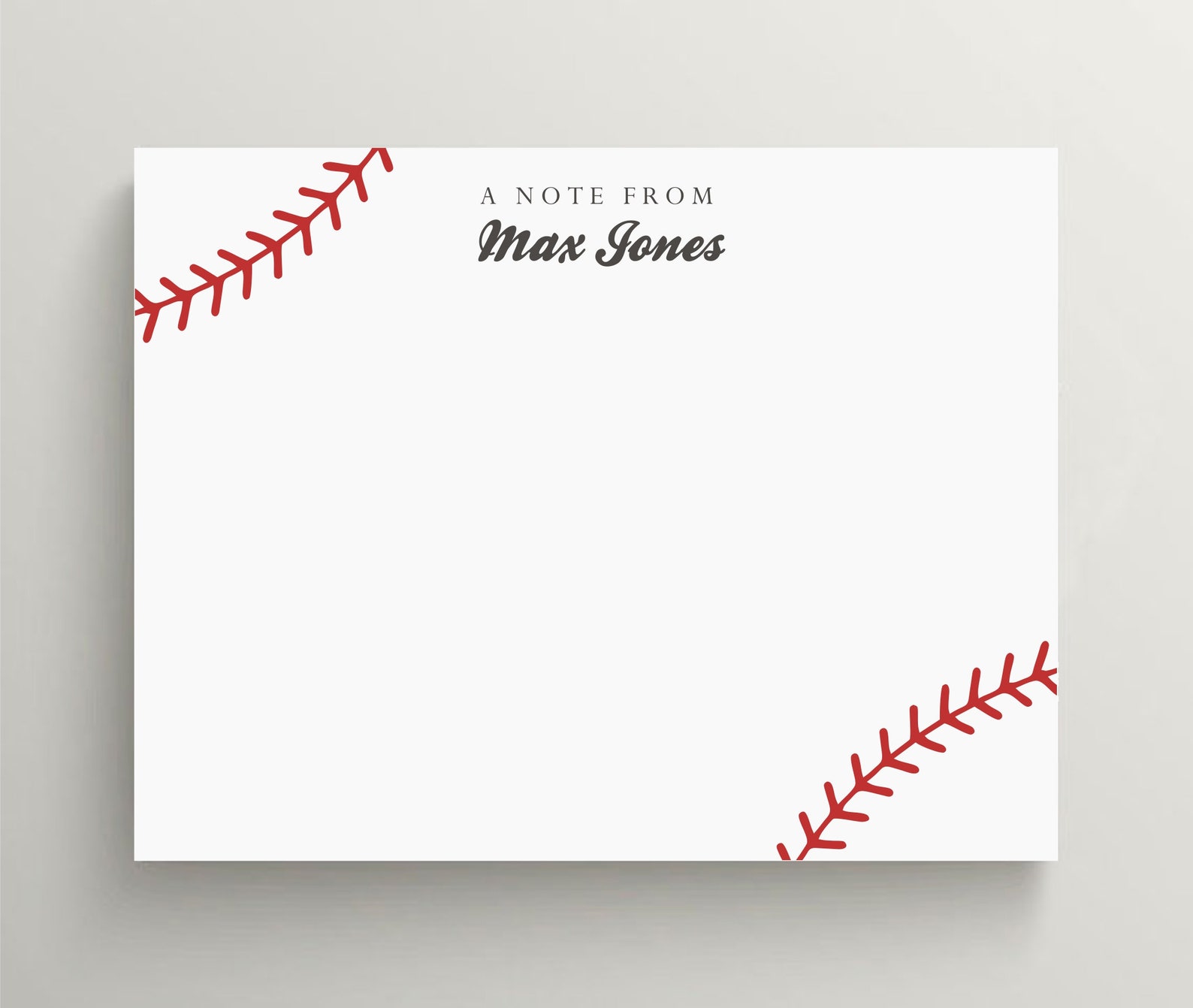 Personalized Stationery Set Flat Note Card Baseball Stationery Sports ...
