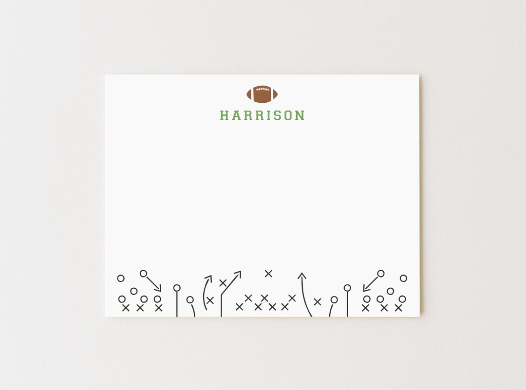 Personalized Football Stationery Set: Custom Note Cards (set of 10 ...