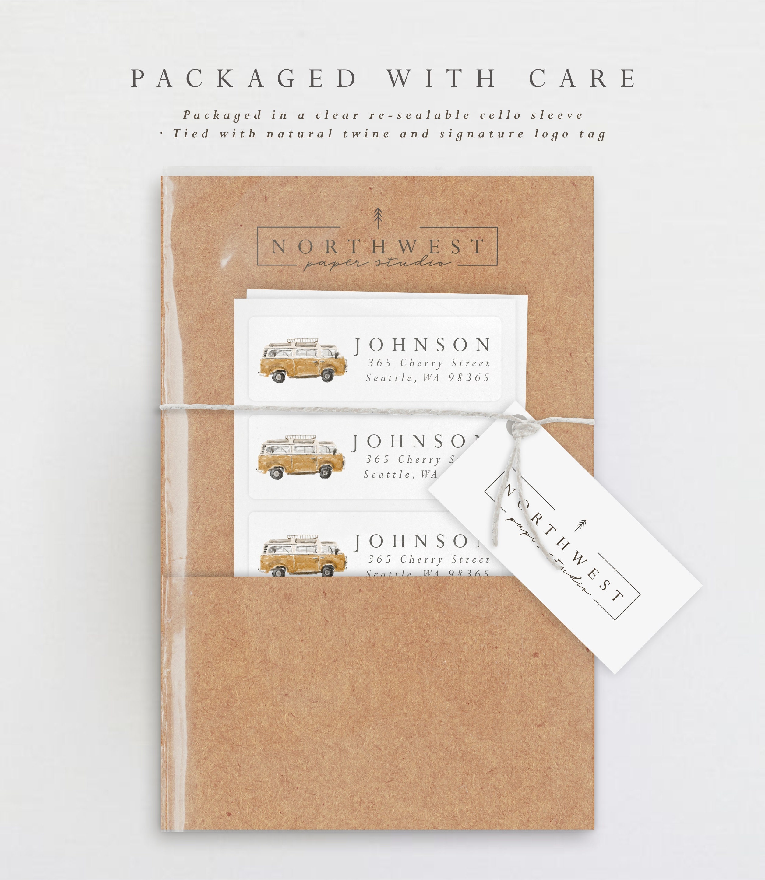 Vintage Camper Van Address Labels: Personalized Weatherproof Stickers ...