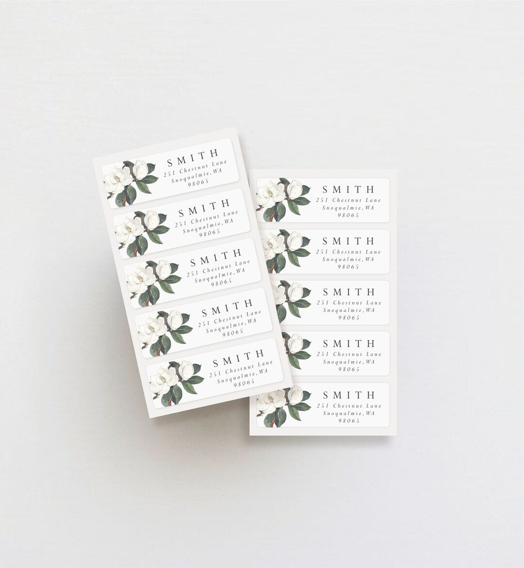 Watercolor Magnolia Return Address Labels - Set of 30 Weatherproof ...