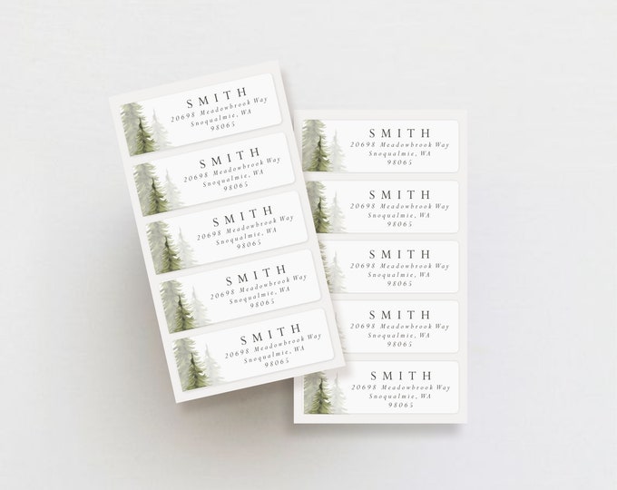 Watercolor Forest Trees Cabin Return Address Labels Personalized ...