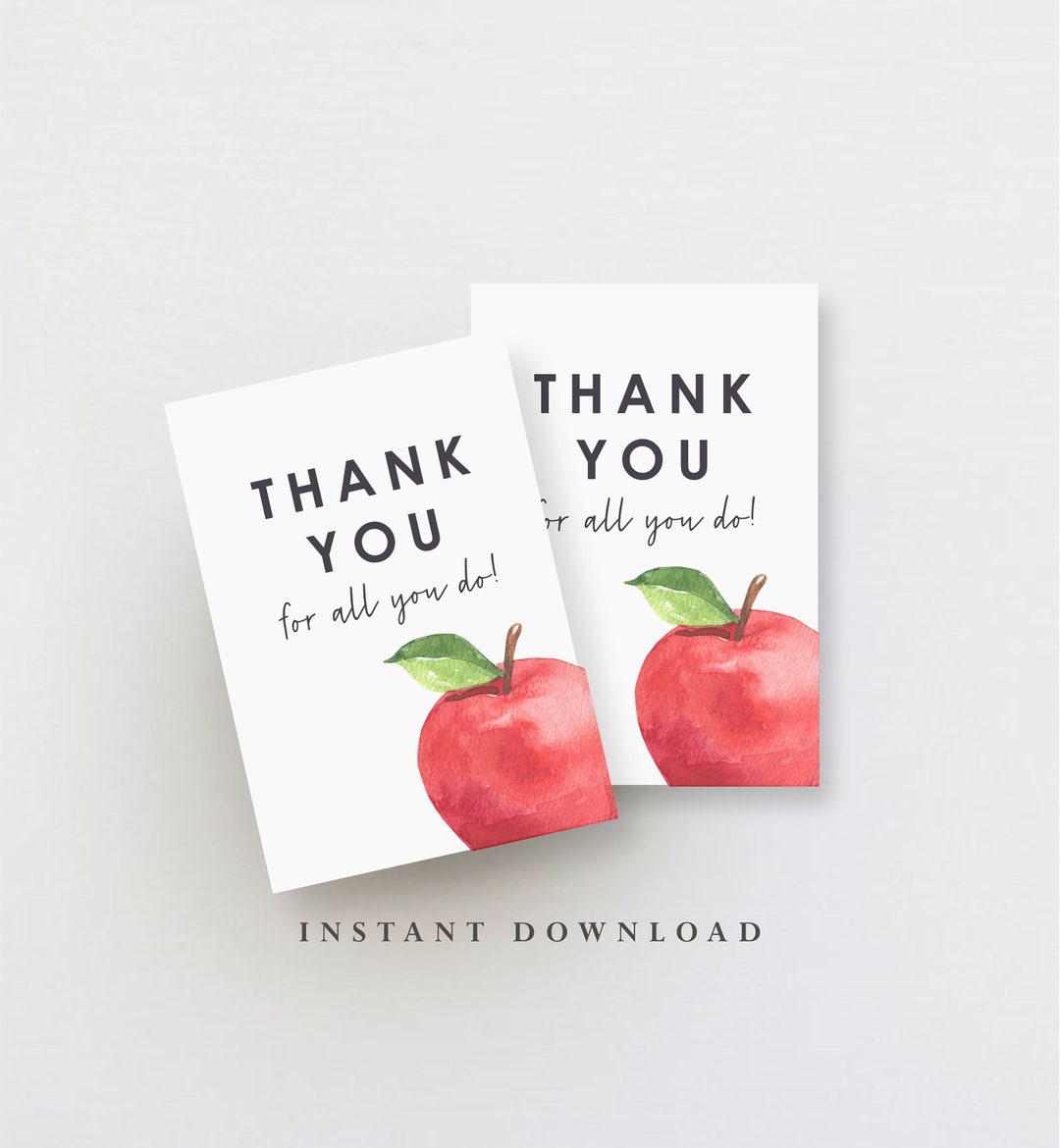 Teacher Appreciation Tag, Apple Gift Tag, Teacher Appreciation Card ...