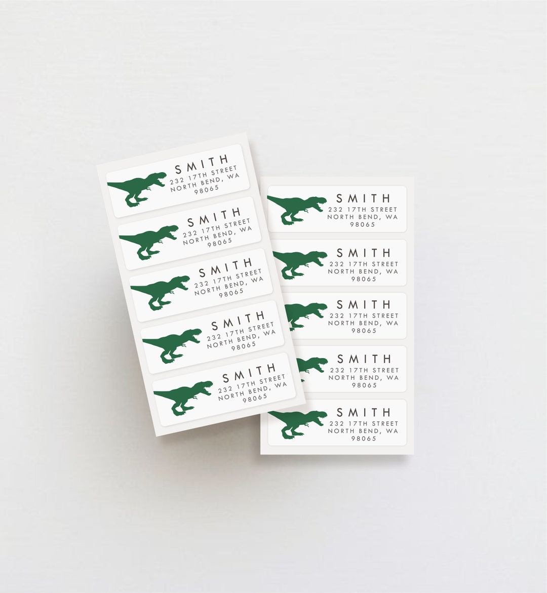 Dinosaur Personalized Address Labels - Set of 30 Weatherproof Stickers ...