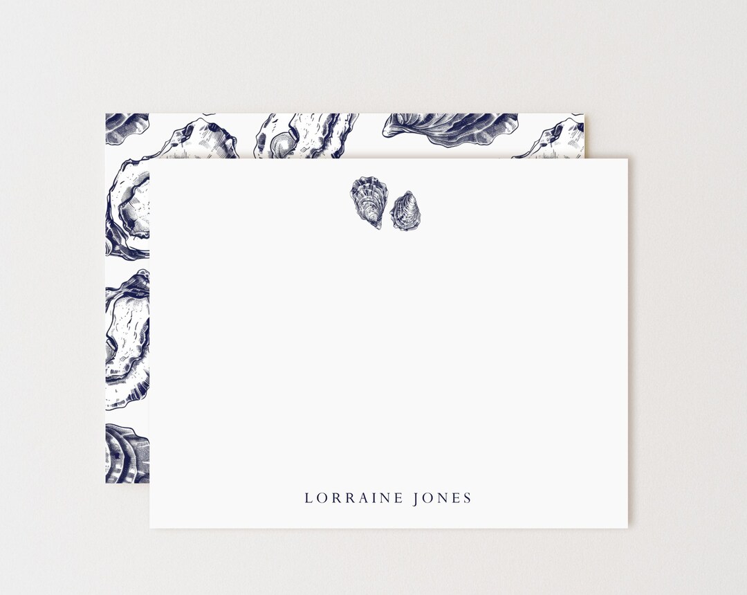 Personalized Nautical Stationery Set, Oyster Shells, Custom Note Card ...