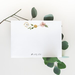 Personalized Stationery Set Flat Note Card Set Merci Stationery French ...