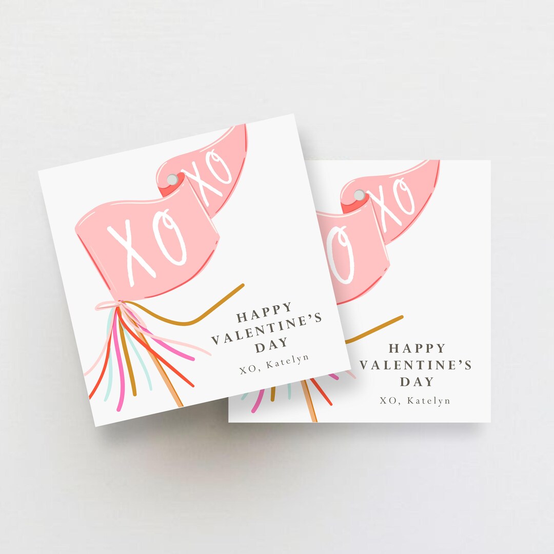 Valentine Gift Labels Valentine Tags Cute XOXO Flag Valentine's Day Tag ...