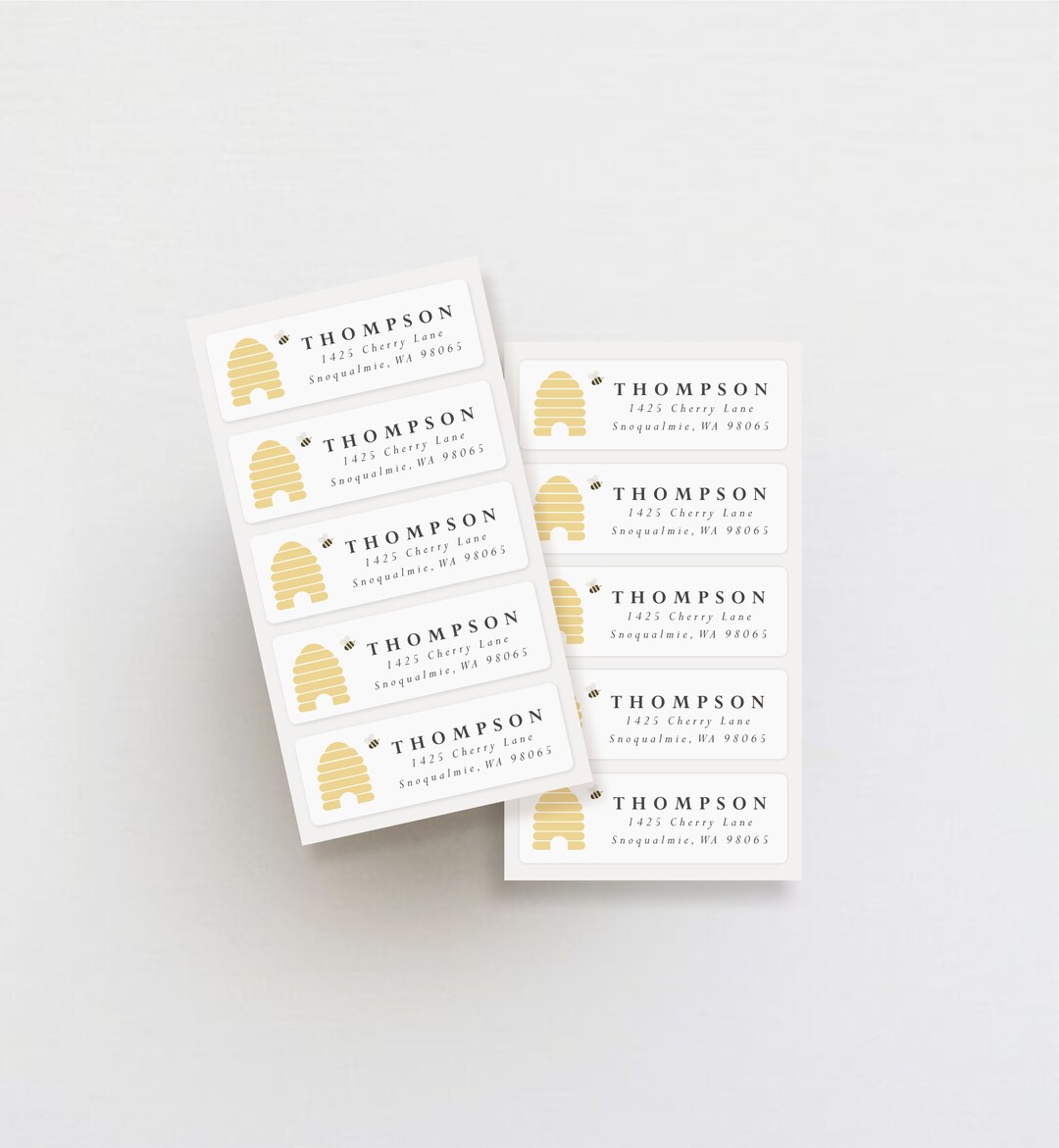 Bee Hive Address Labels: Personalized Weatherproof Return Stickers (set ...