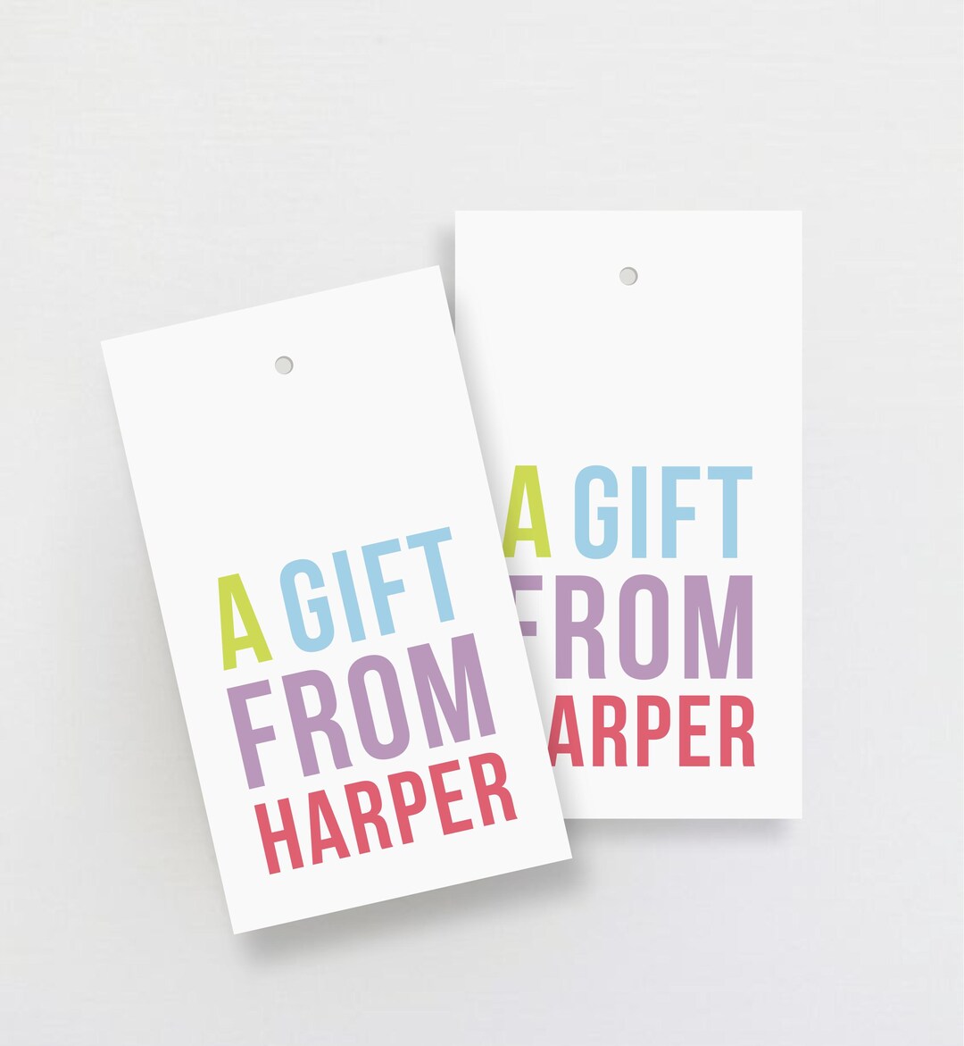 Personalized Gift Tag | Custom Tag | Bold Colorful Text | Birthday Gift ...