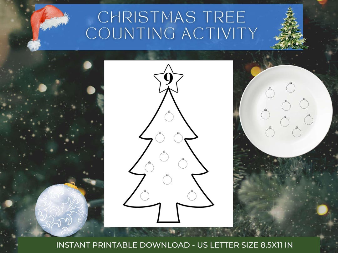 Christmas Tree Counting Activity for Preschoolers | Printable Christmas ...