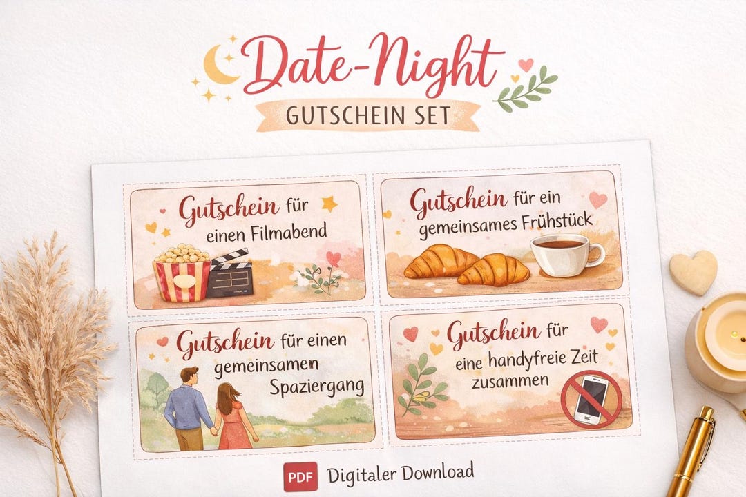 Date Night Voucher Set | Voucher Template for Couples | Valentine's Day ...