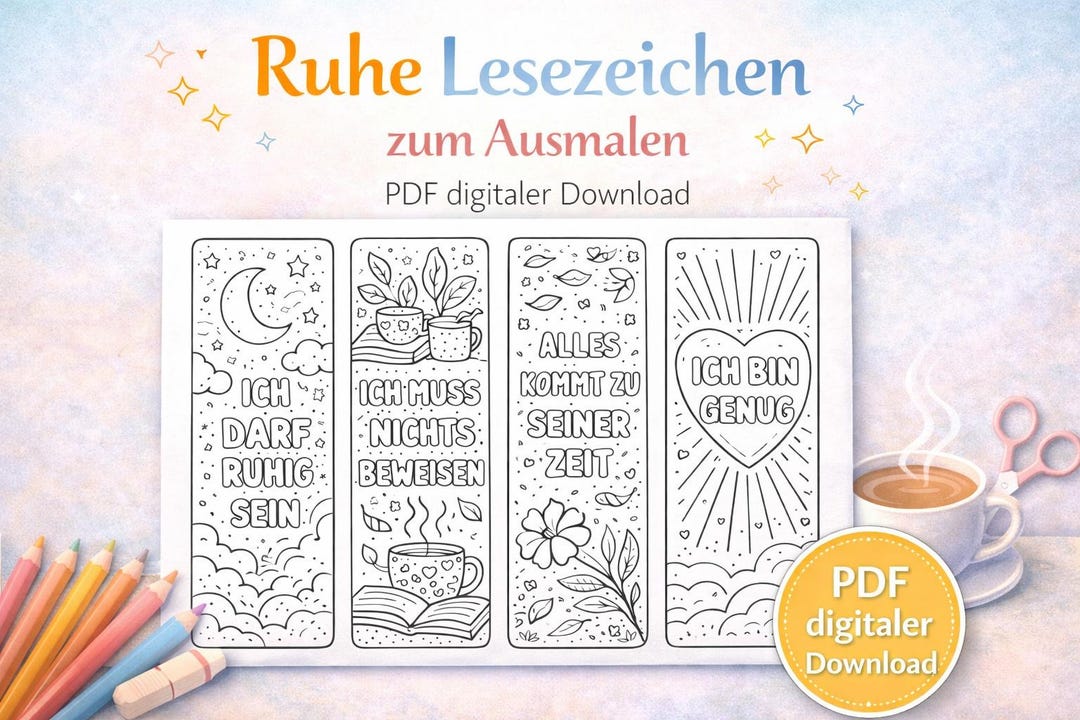 Coloring Bookmarks for Peace | Relaxation Quotes | Self-care Gift ...