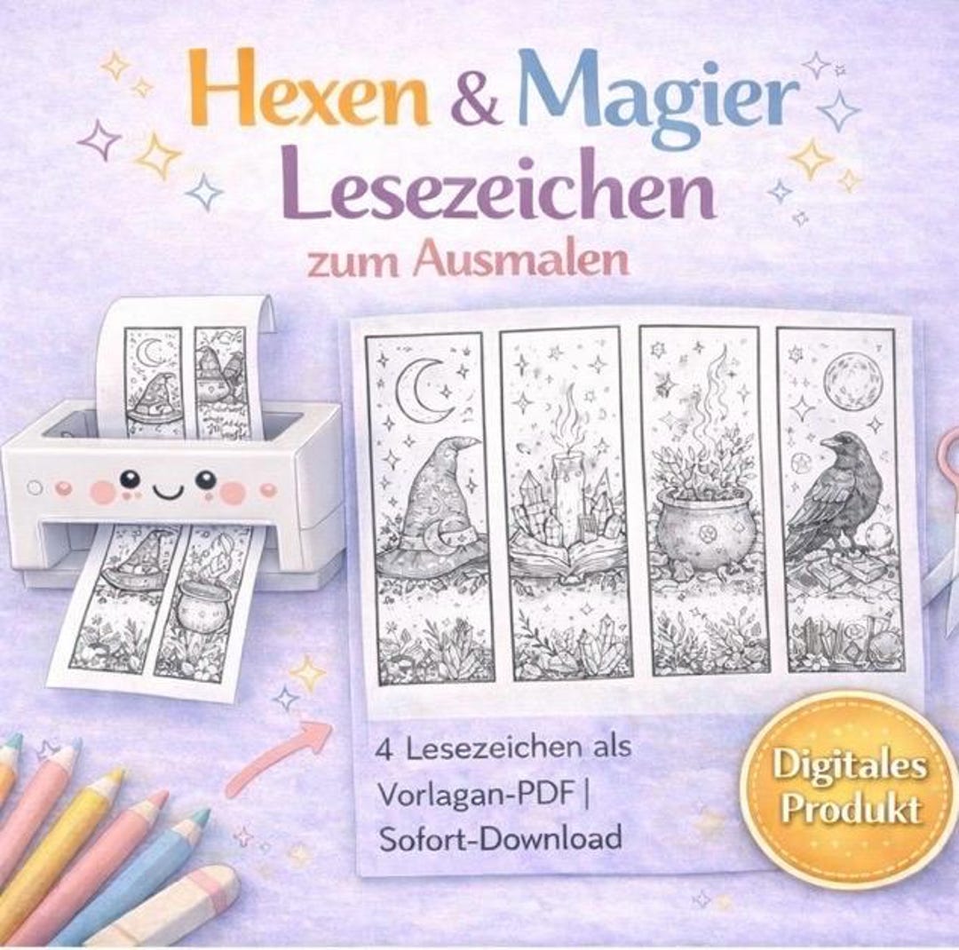 Witches & Wizards Bookmarks to Color | 4 Fantasy Bookmark Templates PDF ...