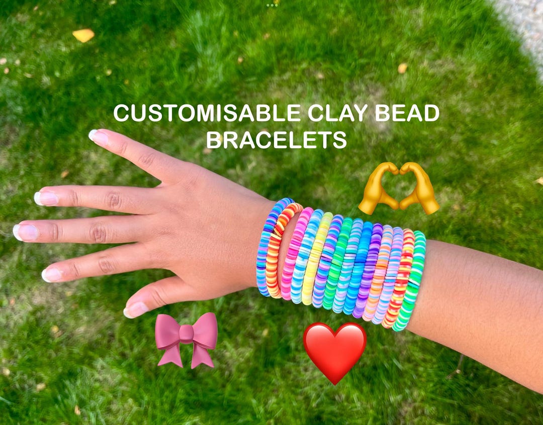 Customisable Clay Bead Bracelets - Etsy