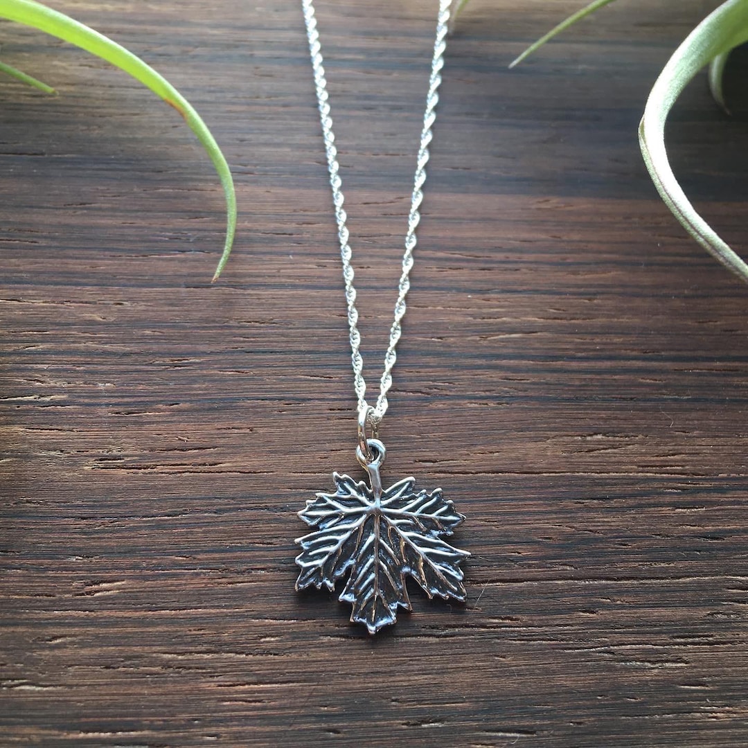 Maple Leaf Necklace. Sterling Silver Leaf Necklace. Maple Leaf Jewelry ...