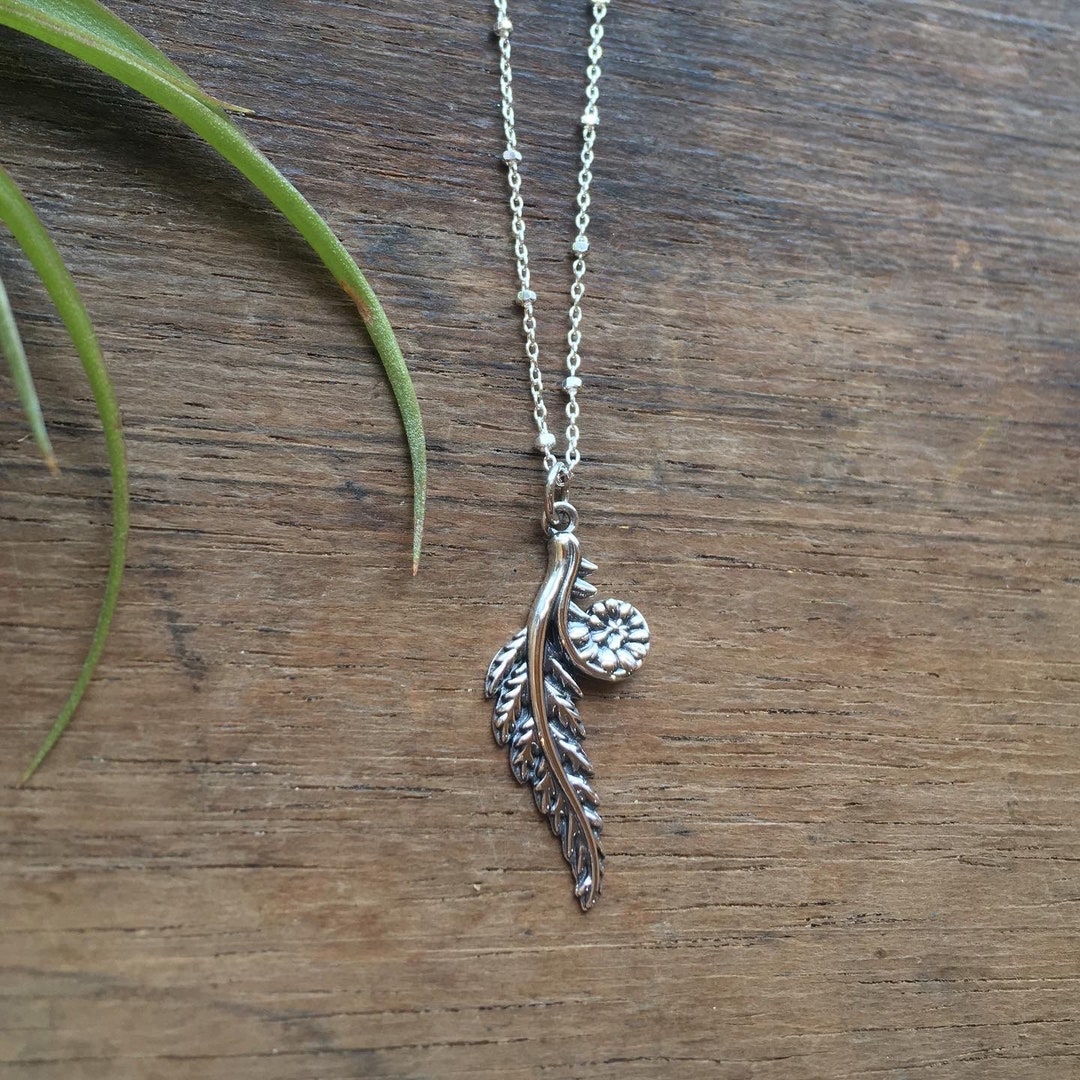 Fiddlehead Fern Necklace. Sterling Silver. Fern Jewelry. Rustic Fern ...