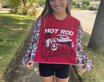 Sriracha Hot Chili Sauce Graphic Repurposed/reworked Flannel Shirt - Etsy