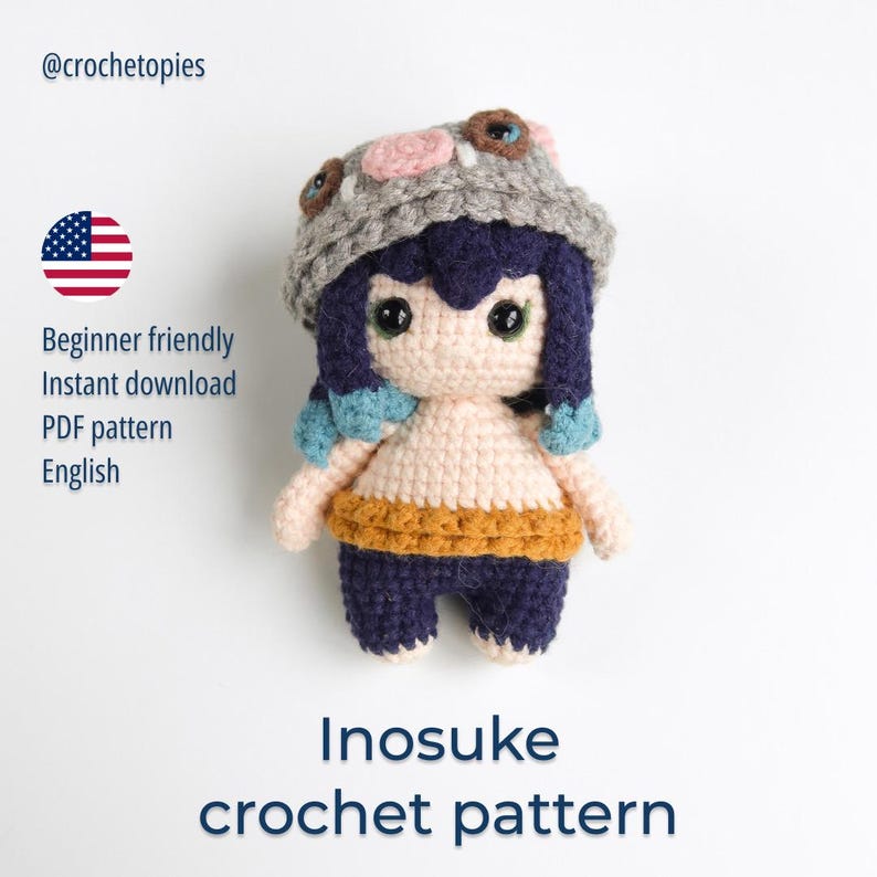 Inosuke Crochet Doll Pattern – Amigurumi From Demon Slayer – Anime PDF ...