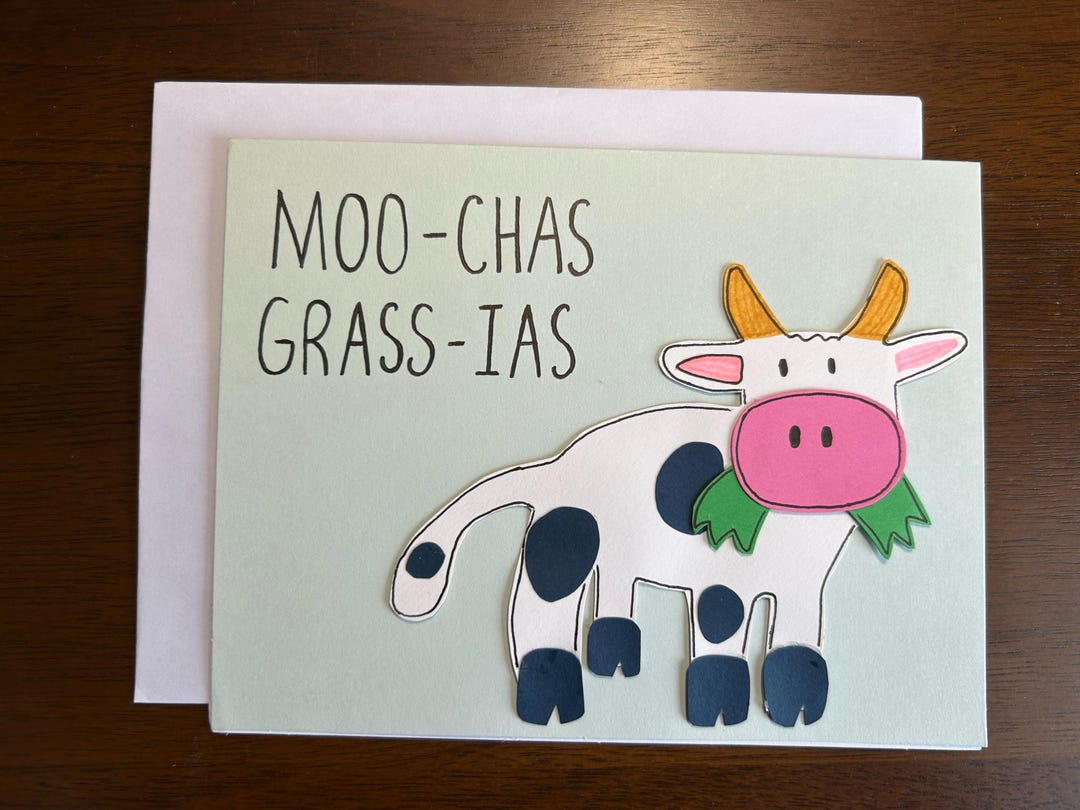 Moo-chas Grass-ias Thank You Card - Etsy