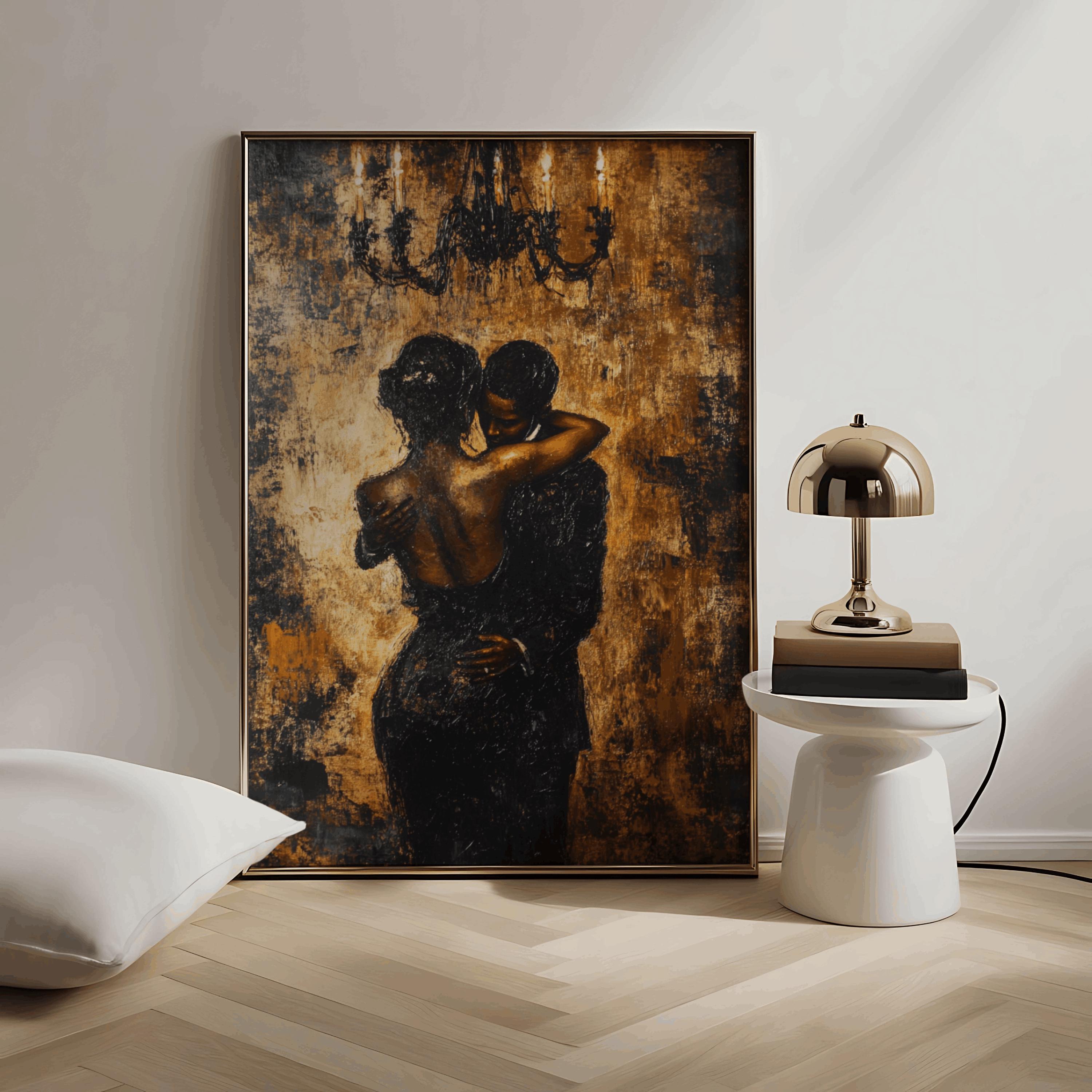 Black Couple Romanticwall Art Intimate Afrocentric Painting Luxury ...