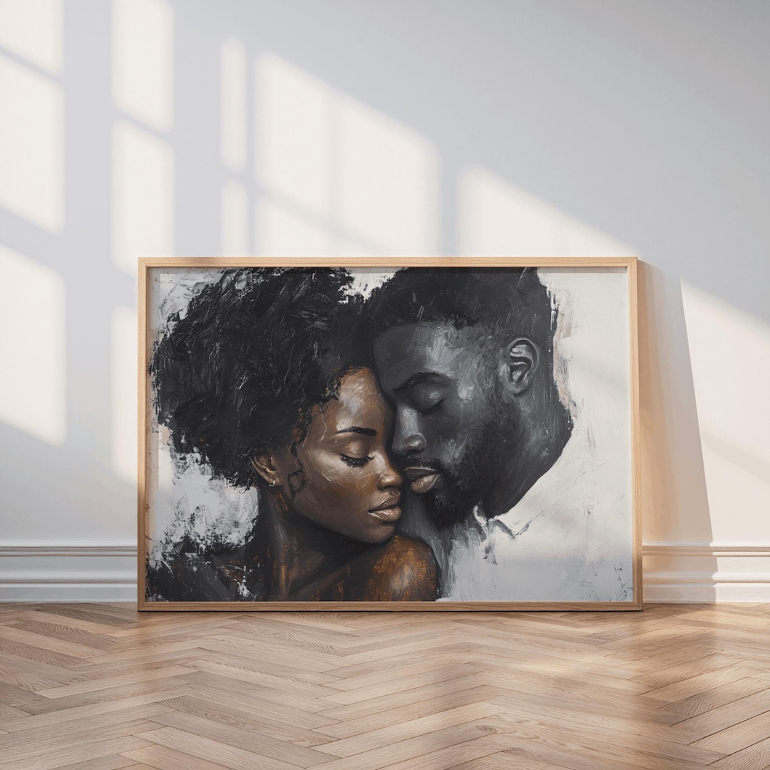 Intimate African American Couple Canvas Print Black Love Wall Art ...