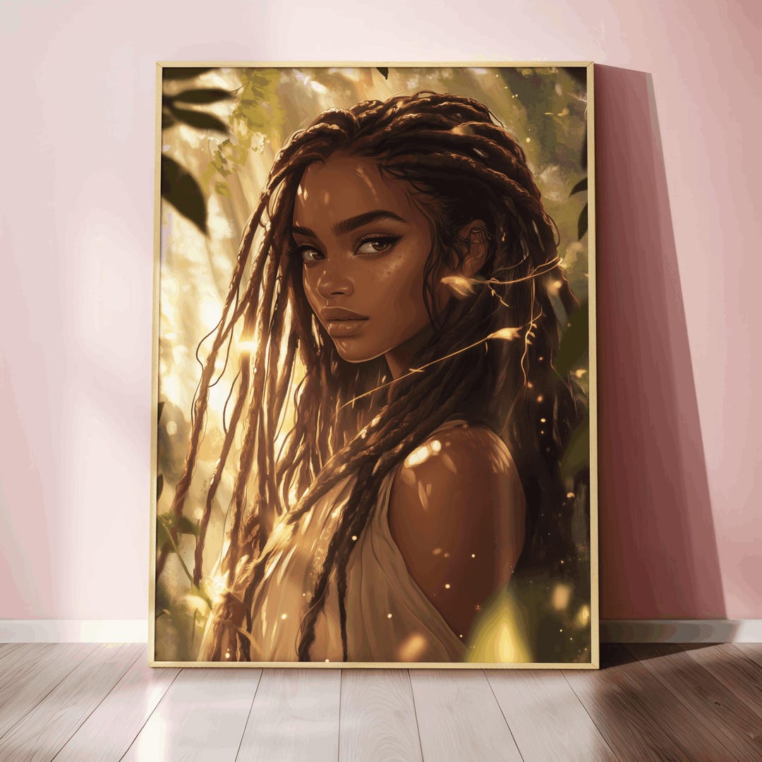 Afrocentric Nature Wall Art Black Woman Canvas Print Boho Jungle ...