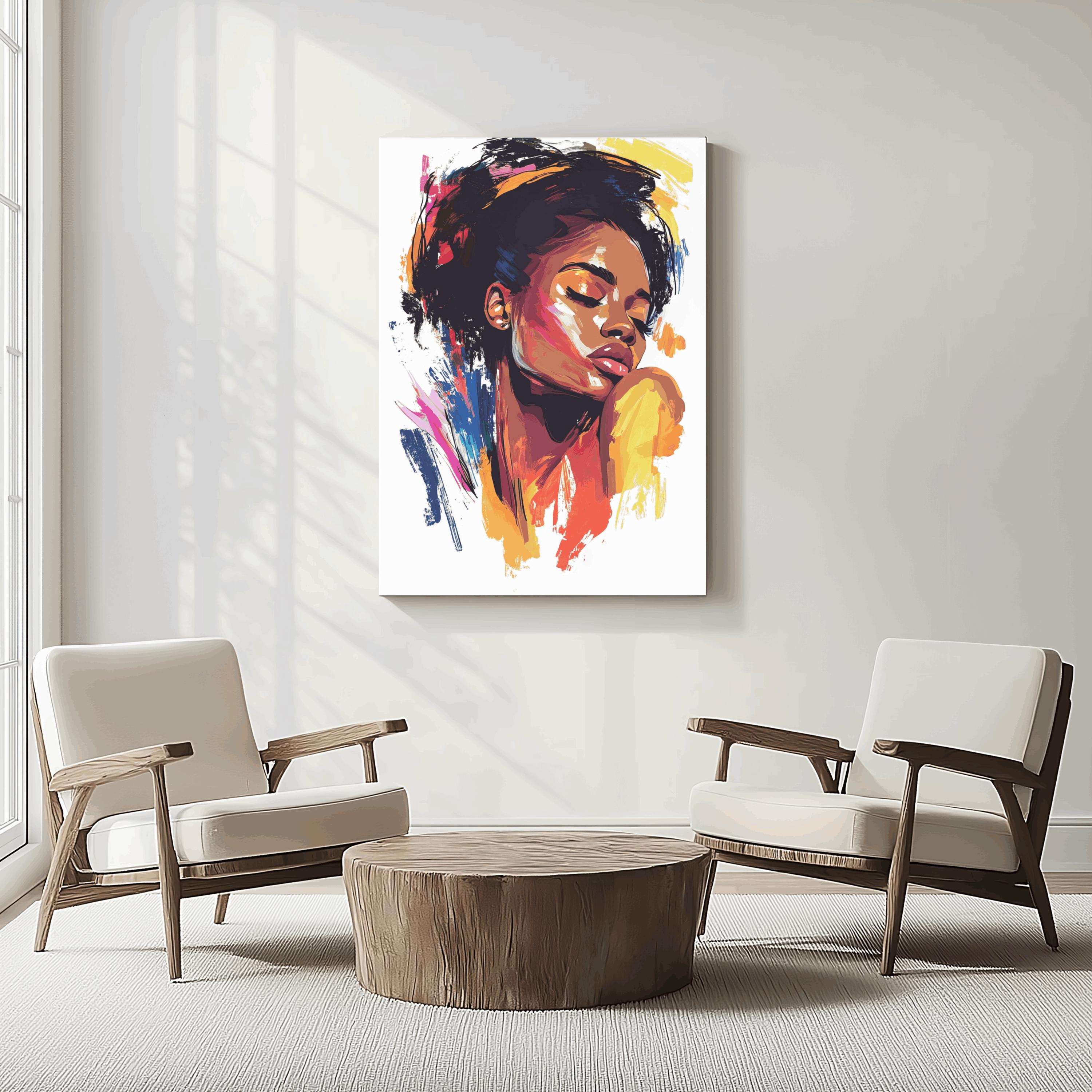 Vibrant African American Woman Art Print Colorful Afrocentric Wall ...