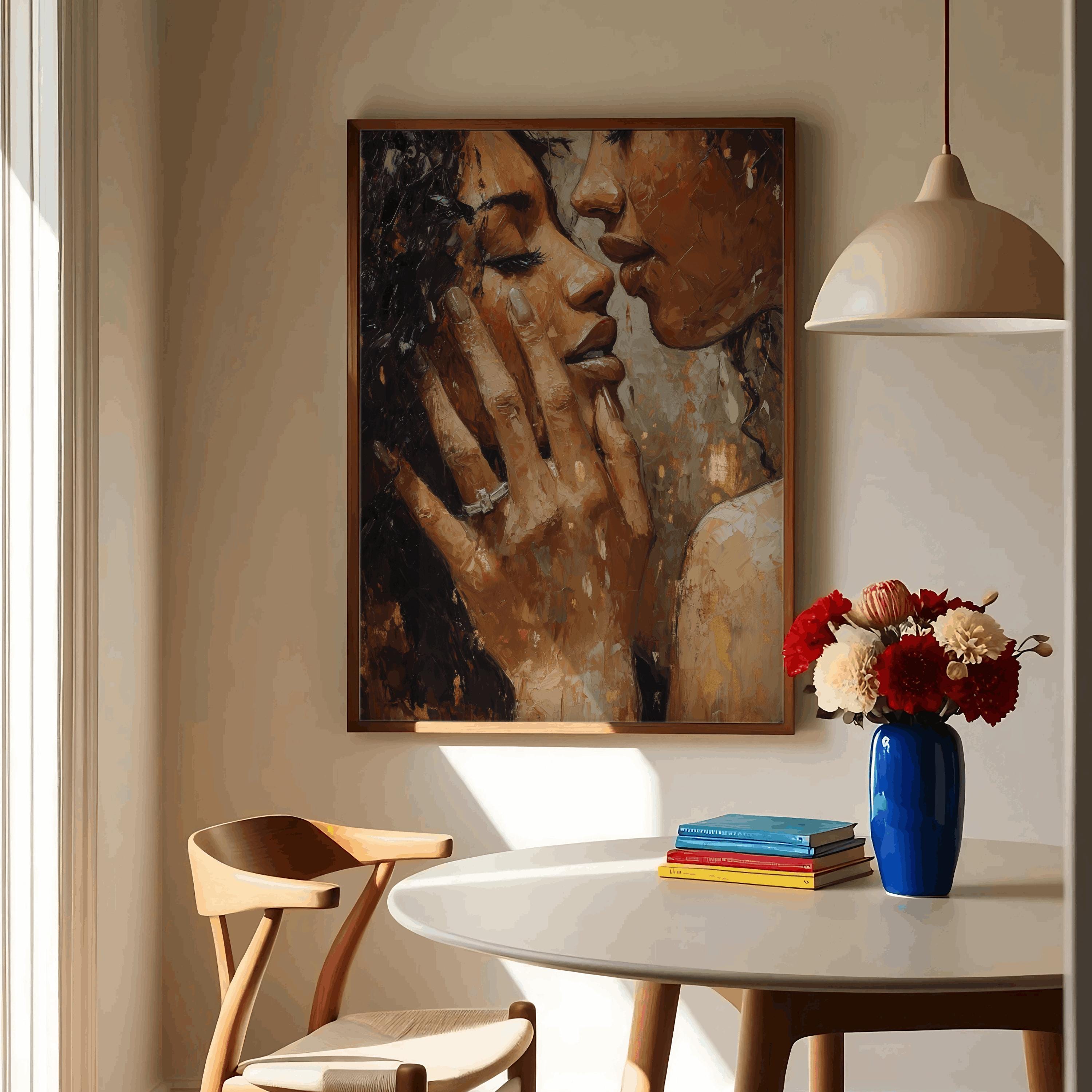 Intimate Black Lesbian Couple Art Romantic Portrait Lgbtq Love Wall