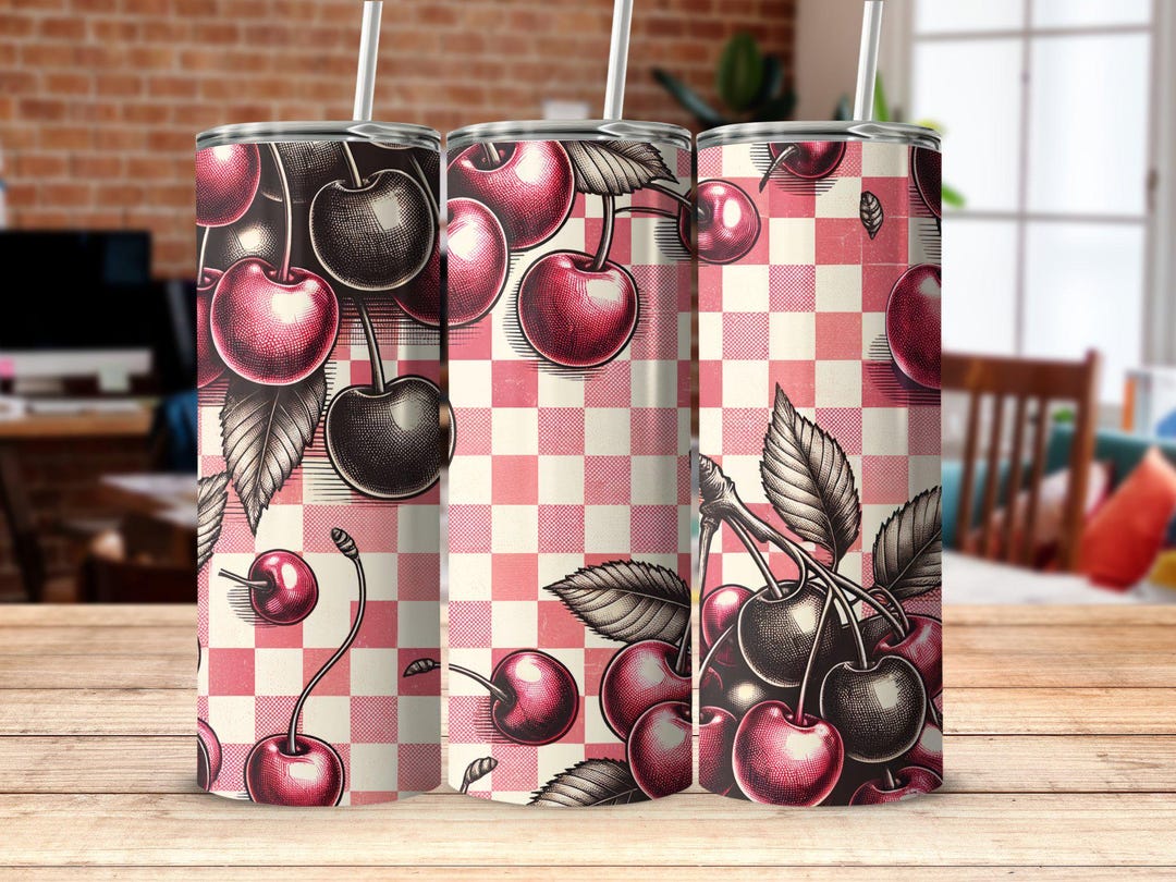 Retro Cherry Checkerboard 20 Oz Tumbler Wrap (digital PNG File) - Etsy
