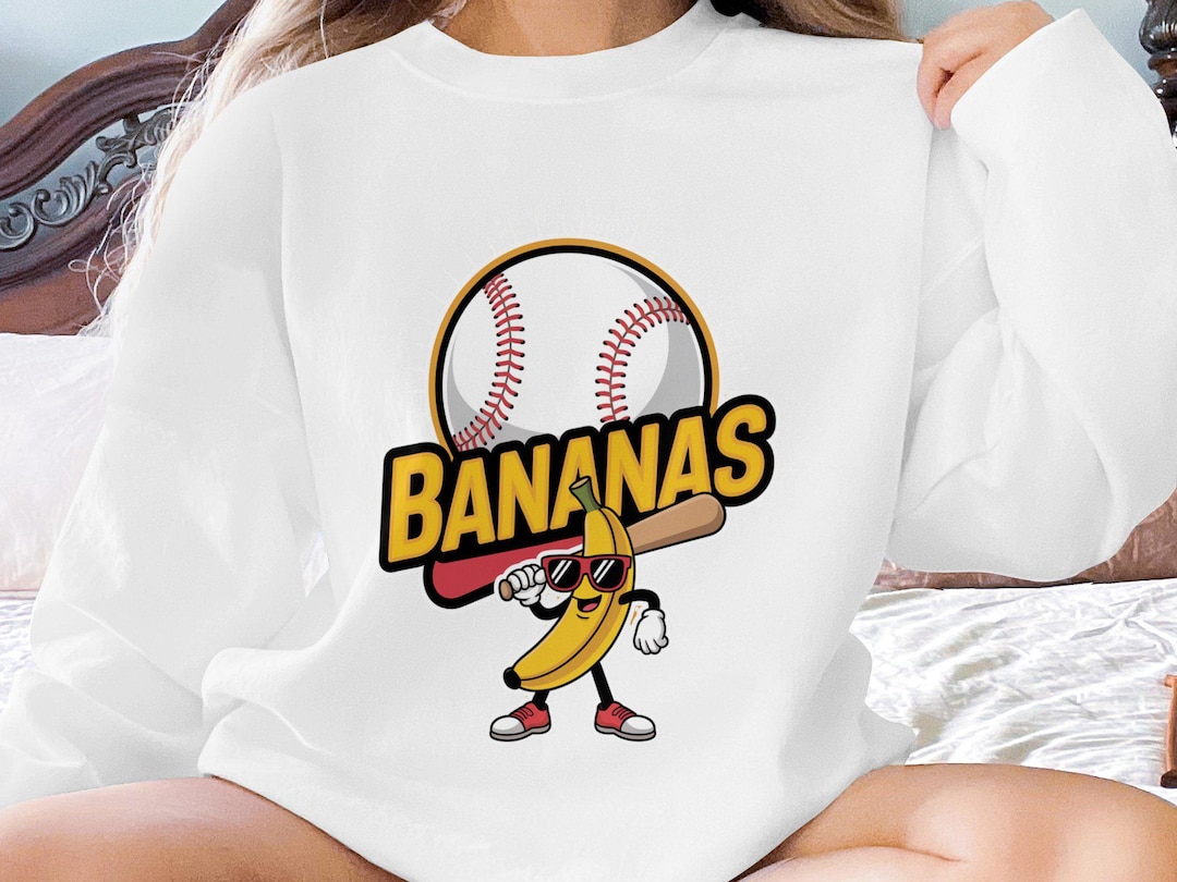 Let's Go Bananas Baseball PNG Sports Team Mascot Funny Banana Playing ...