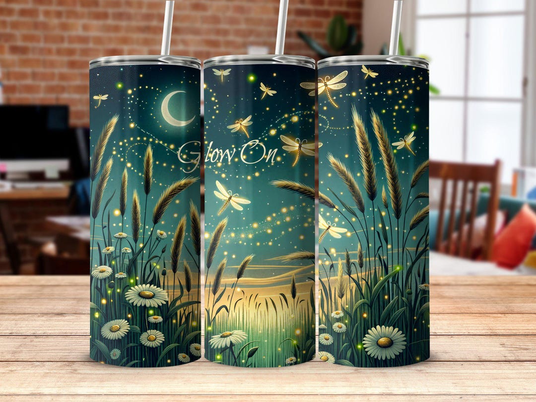 Firefly Dragonfly Tumbler Wrap: Night Sky PNG Design (digital Download ...