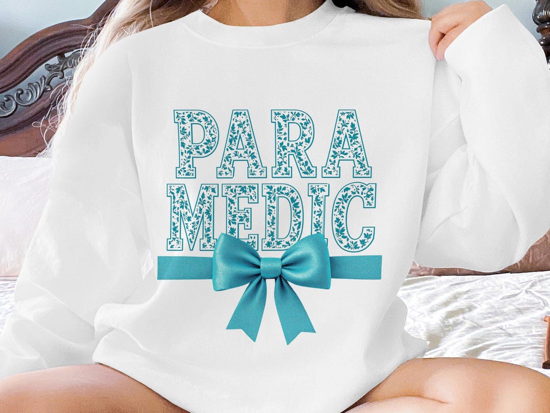 Teal Floral Paramedic Varsity Png, Paramedic Toile Coquette Bow Clip ...