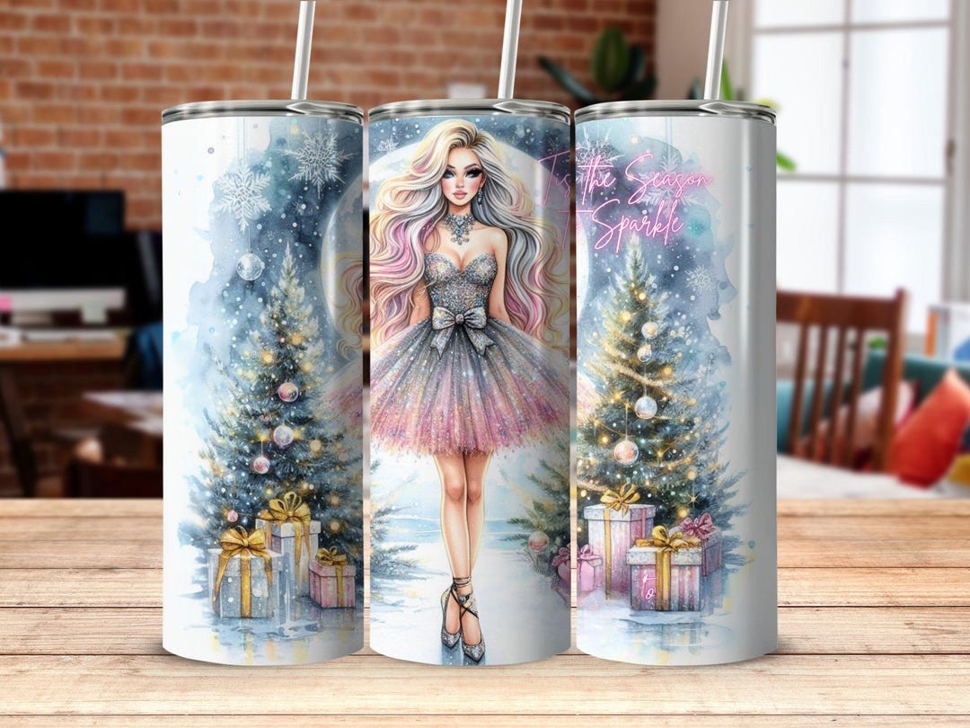 Winter Wonderland Girl Tumbler Wrap: Christmas Glitter PNG (digital ...