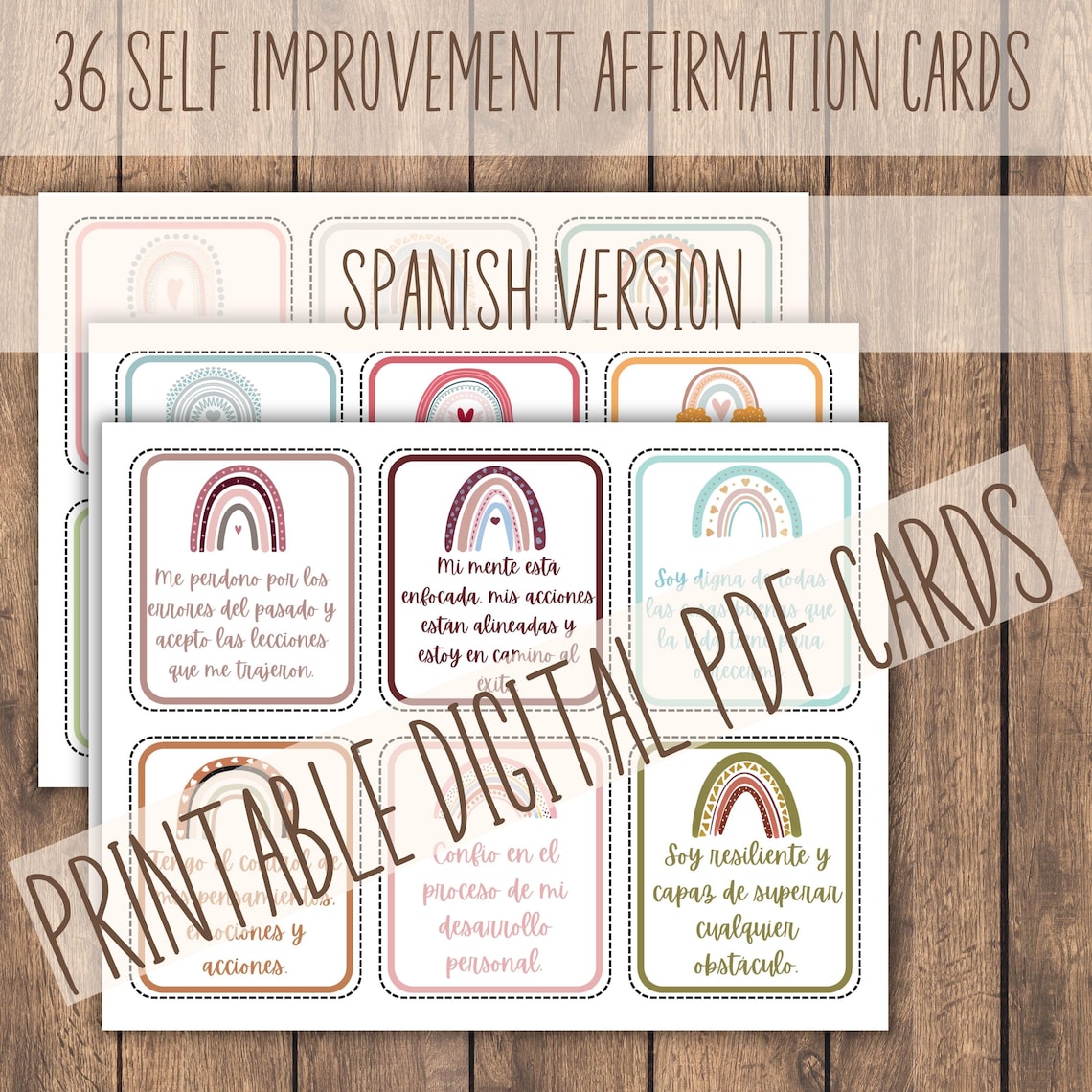 SPANISH 36 Printable Affirmation Cards: Digital Download PDF ...