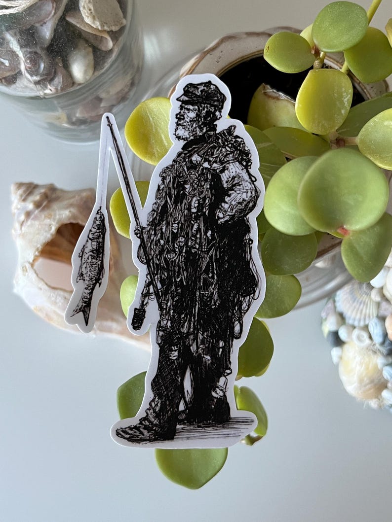 Fisherman Sticker | Gifts for Him | Fishing Gift | Matte Vinyl ...