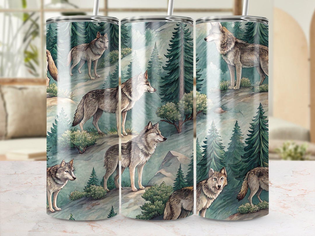 Wolf Forest Scene 20oz Tumbler Wrap: Animal Art (digital Download) - Etsy