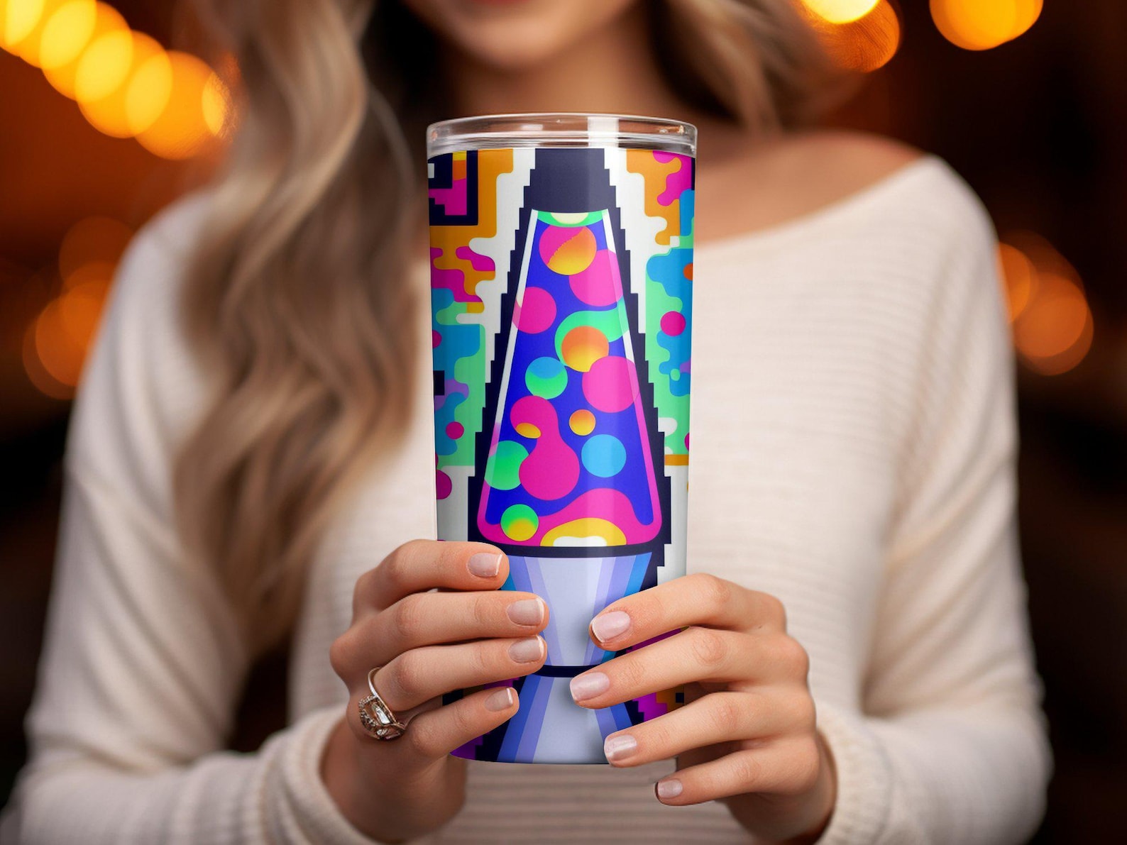 Retro Lava Lamp Tumbler Wraps, 8 Bit Tumbler Design, Colorful Tumbler ...