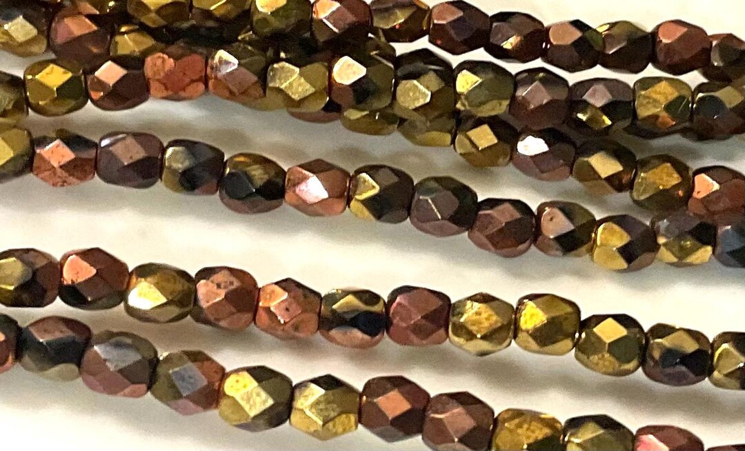 4mm California Gold Rush Fire Polished Czech Glass Beads. 40/strand X4 ...