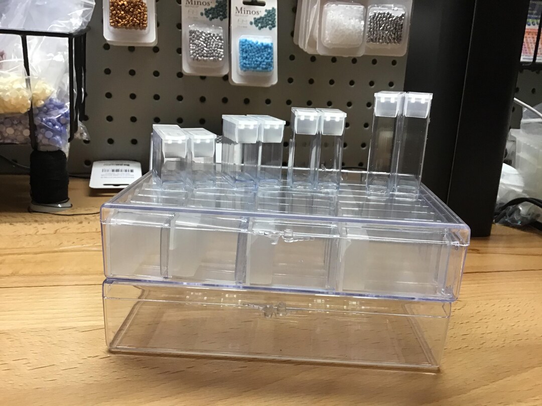 Bead Storage Flip Top Tubes Clear Plastic Rectangle Shaped With Caps ...