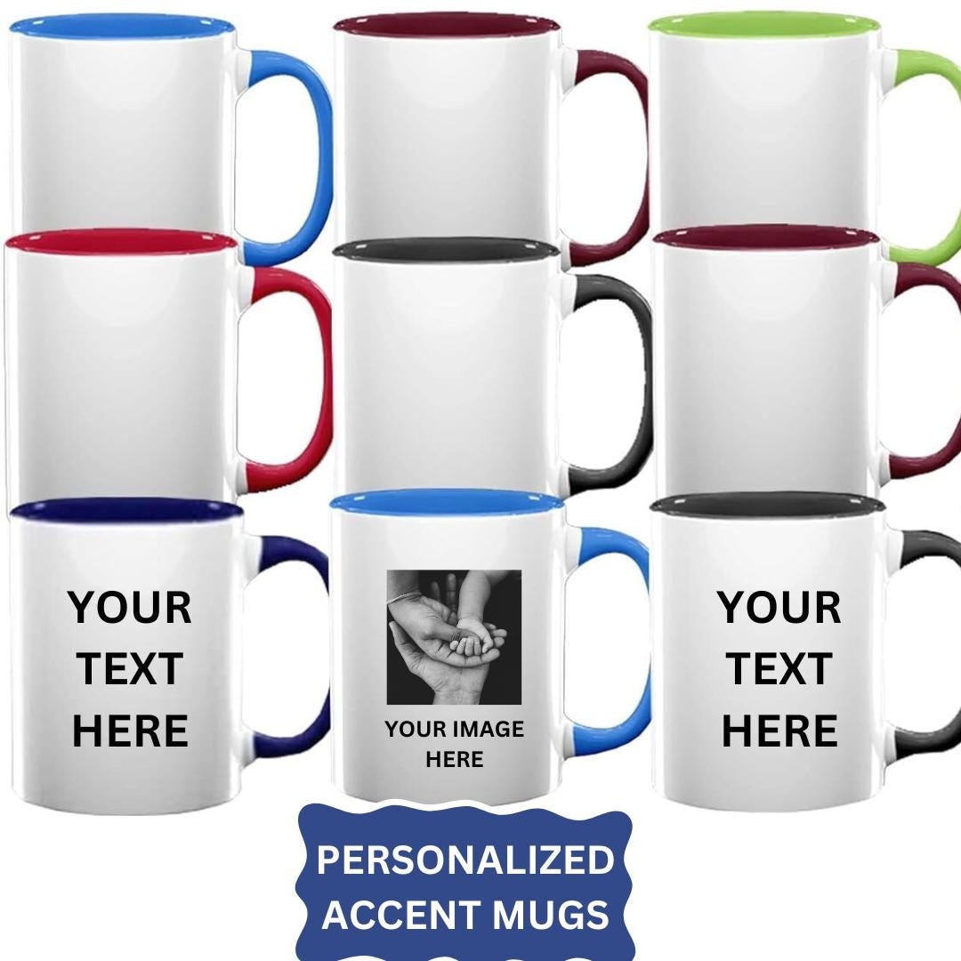 Personalized Accent Mug, Custom Text Mug, Personalized Gift, Custom ...