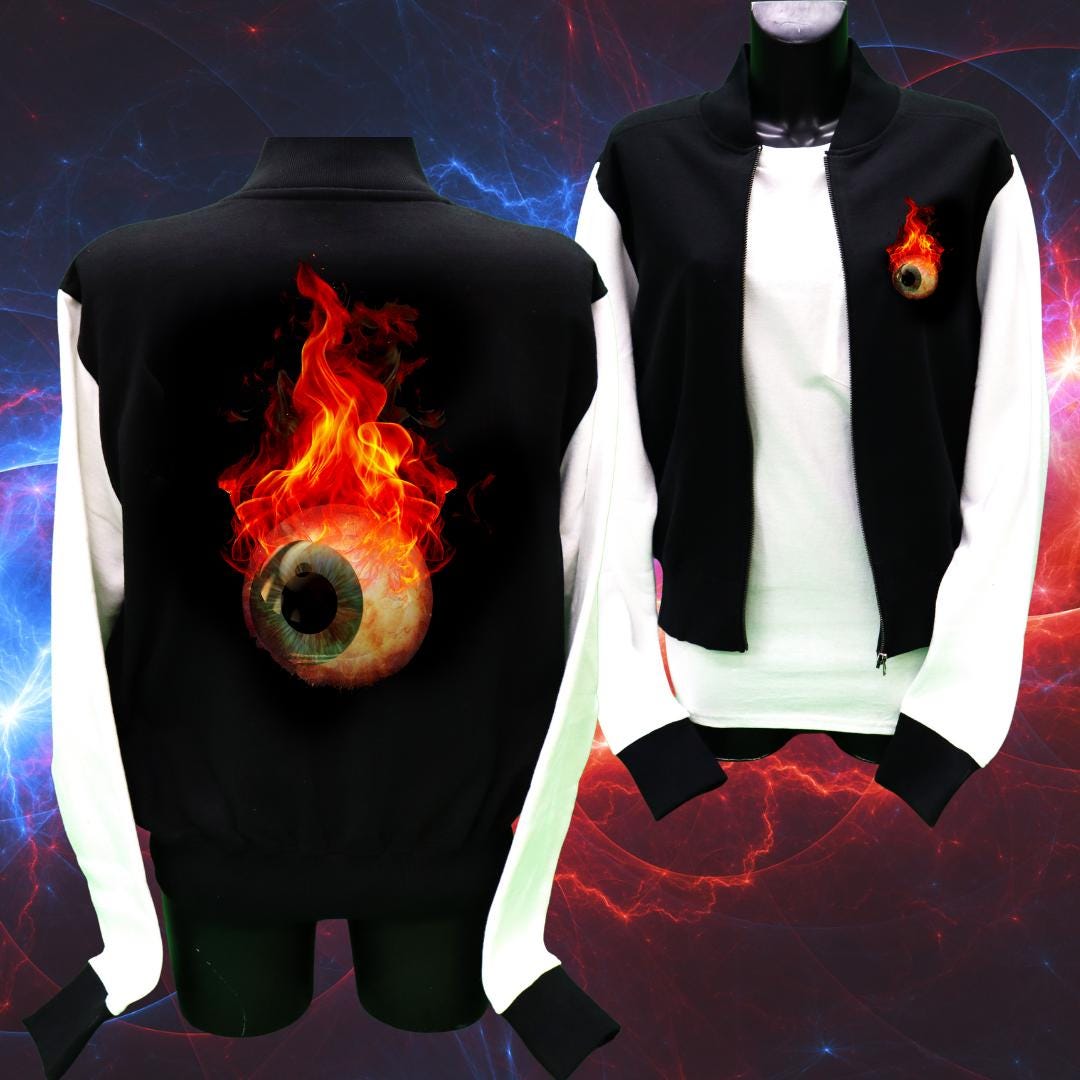 Eyeball Jacket, Eyes on Fire Jacket, Custom Art Jacket - Etsy