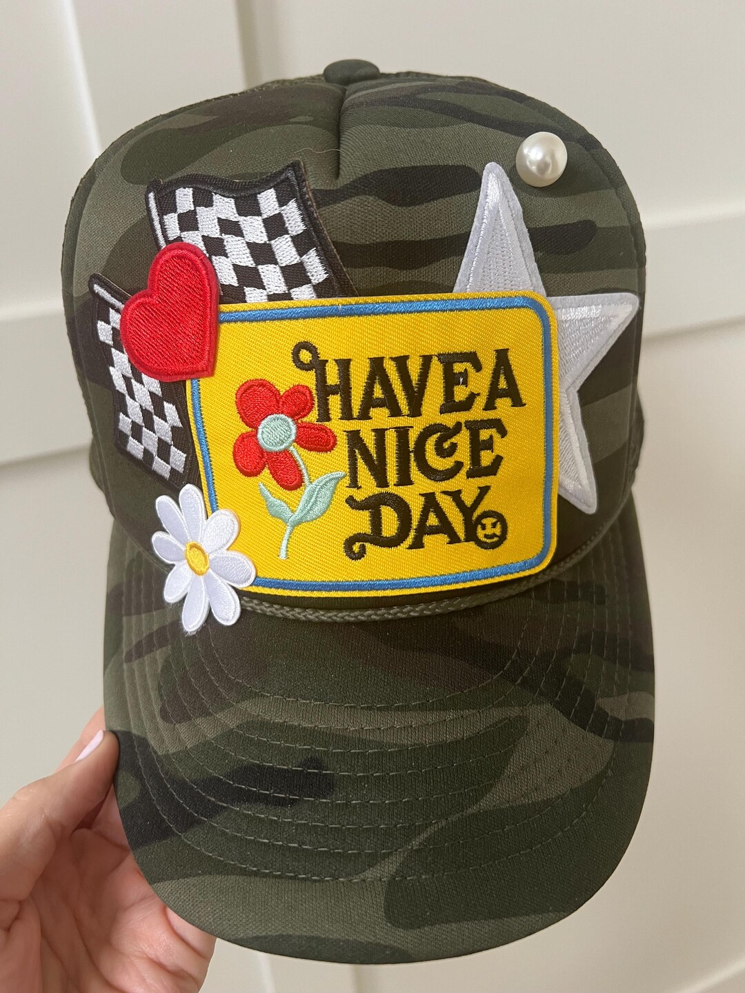 Custom Camo Have a Nice Day Trucker Hat - Etsy