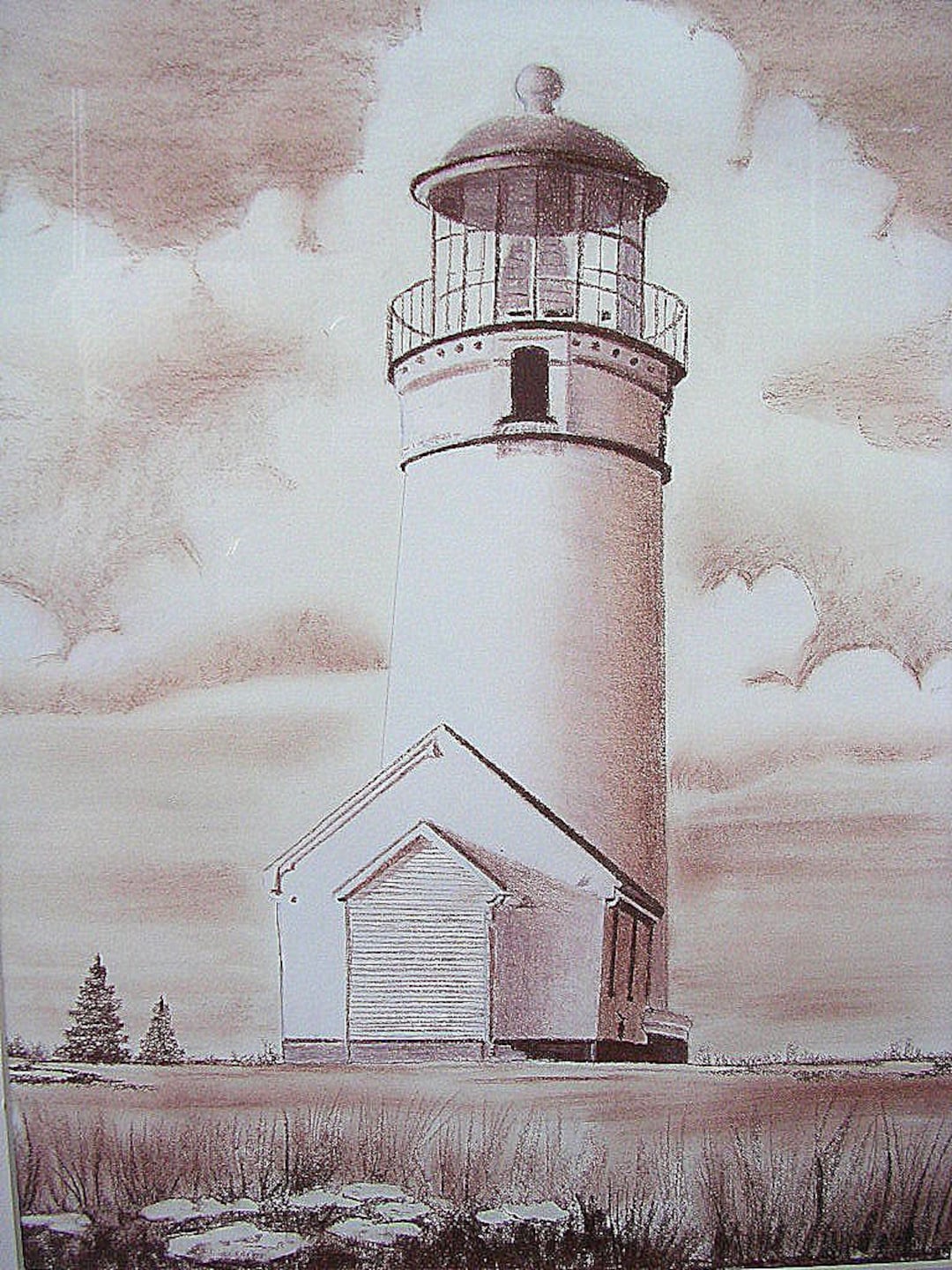 Lighthouse, Sepia, Original Pastel Drawing - Etsy