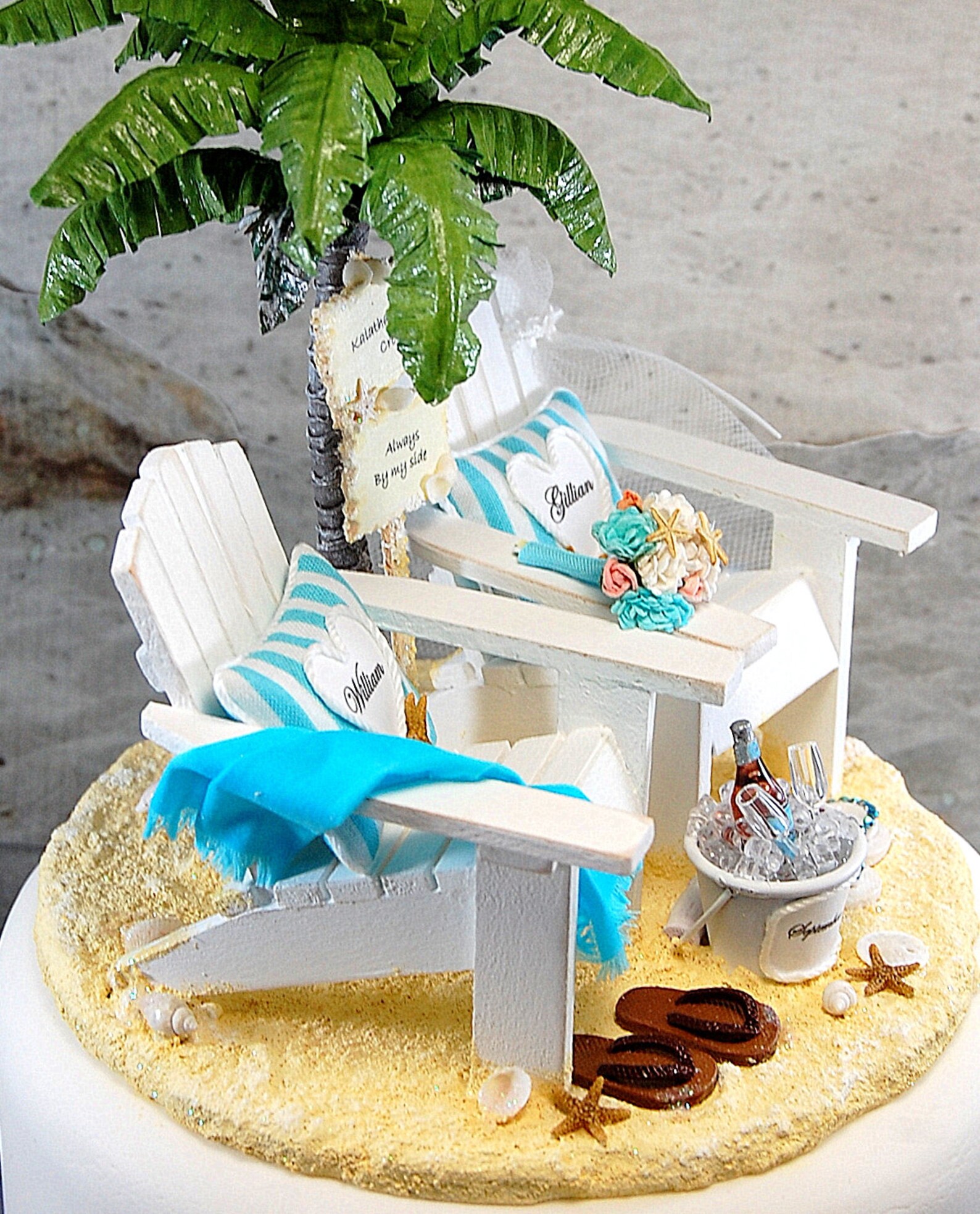 Beach Wedding Cake Topper Custom Colors Base Fits 6 Inch | Etsy