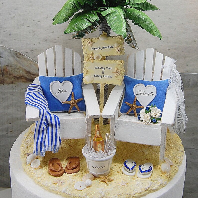 Beach Wedding Cake Topper Custom Colors Base Fits 6 Inch | Etsy