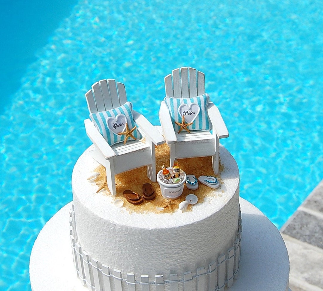 Beach Wedding Cake Topper 6 Inch Wedding Colors, Fits 6 Inch Tier ...