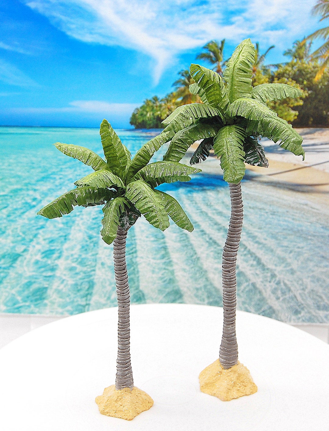 Miniature Palm Trees Set of 2 Artisan Designed Handmade Realistic for ...