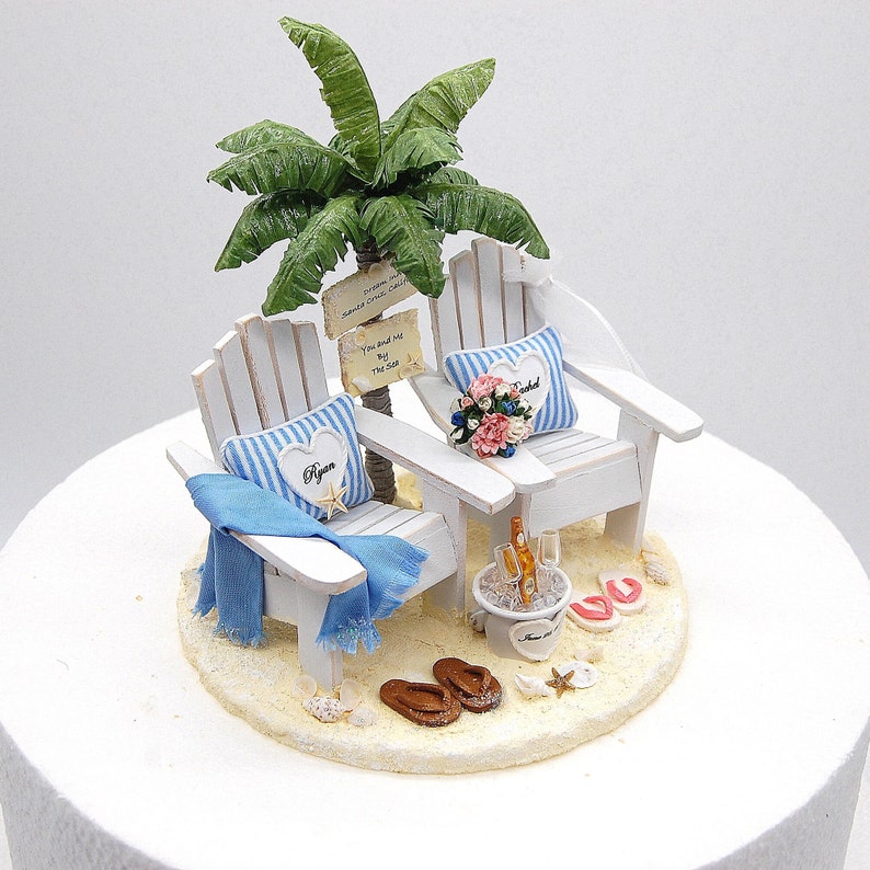 Artisan. Beach Wedding Cake Topper With Base Fits 6 Inch Tier - Etsy